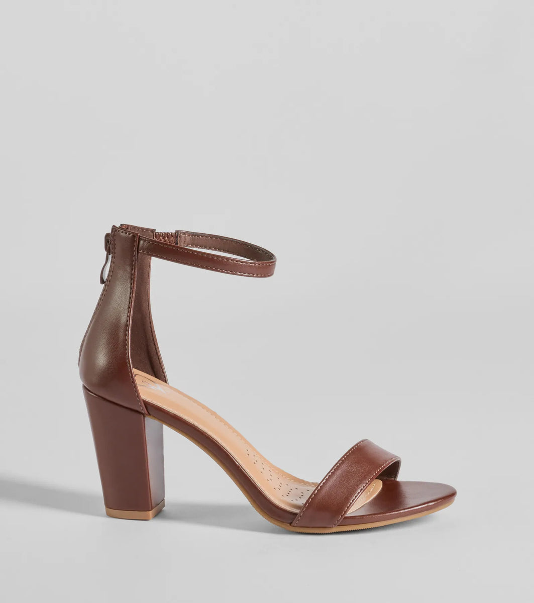 Smooth And Chic Faux Leather Block Heels & Windsor