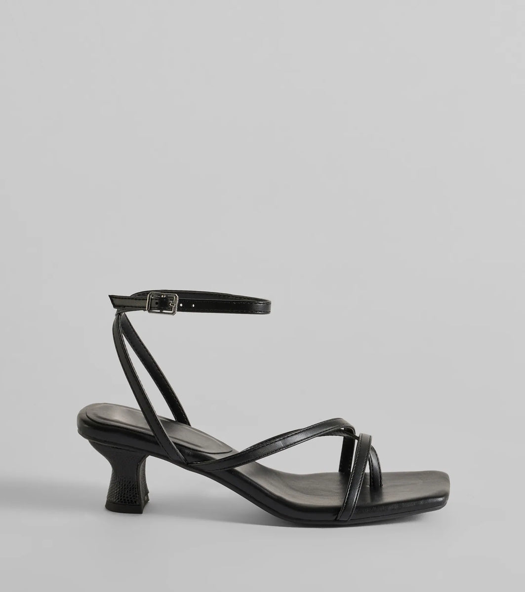 Chic Moves Strappy Snake Print Kitten Heels & Windsor