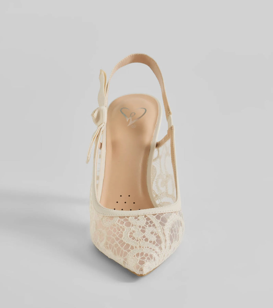 Sweet Cuties Lace Slingback Stiletto Pumps & Windsor