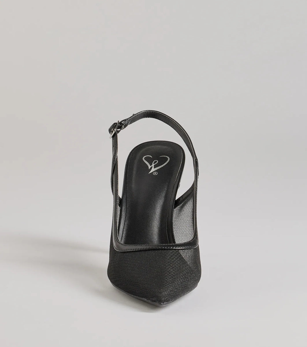 Chic Sheer Mesh Sling-Back Stiletto Pumps & Windsor