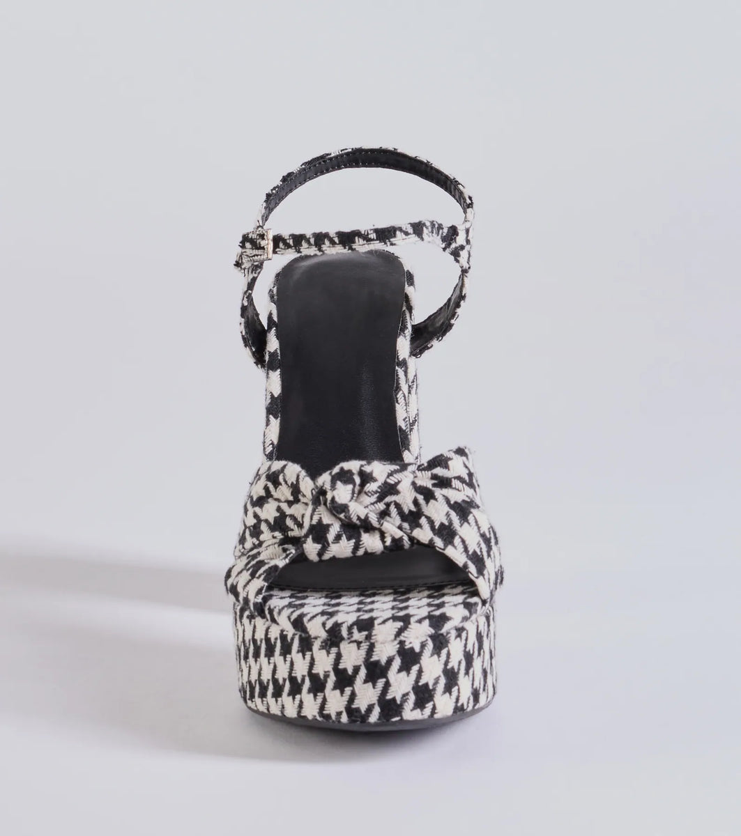 Style Icon Houndstooth Platform Knot Block Heels & Windsor