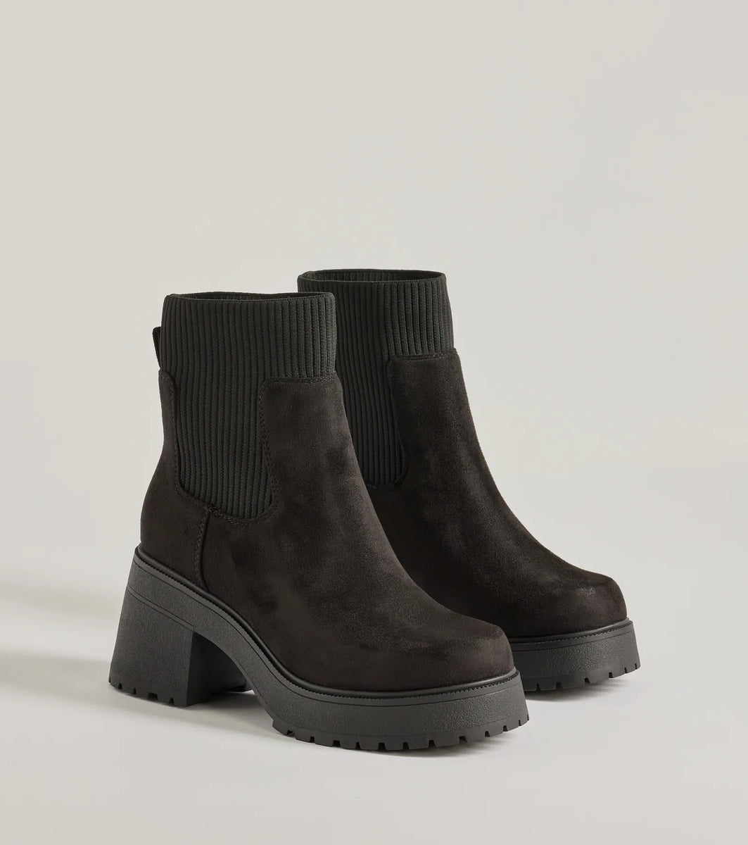 Cool-Girl Edge Platform Block Heel Booties & Windsor