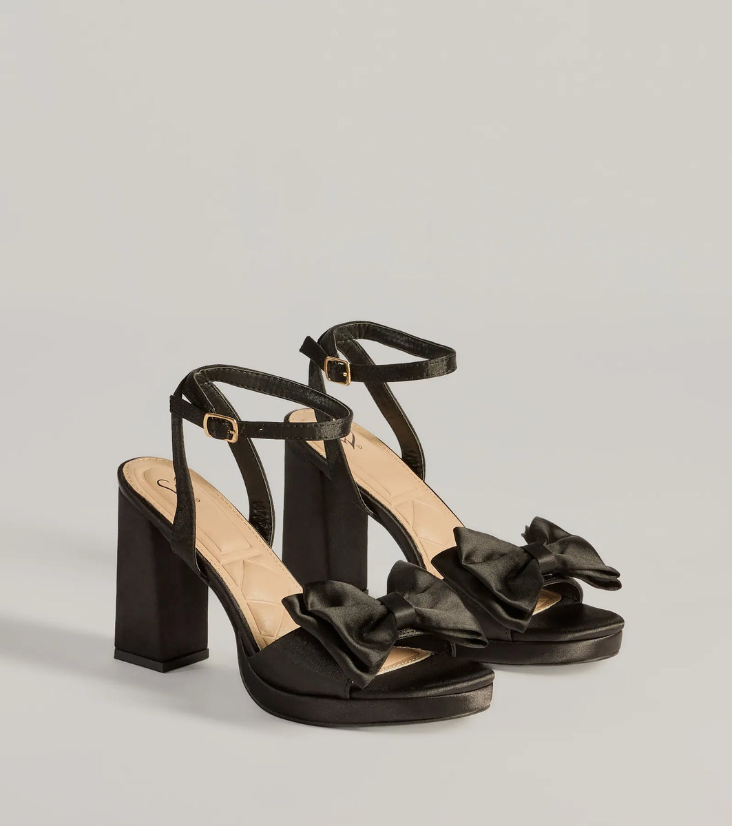 Icon Era Satin Bow Strap Platform Heels & Windsor