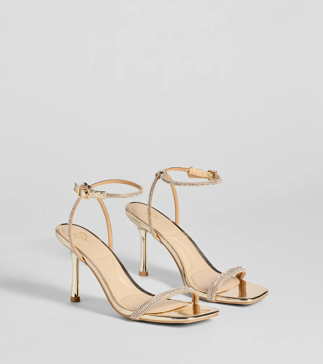 Shimmering Sparkle Rhinestone Chrome Stiletto Heels & Windsor