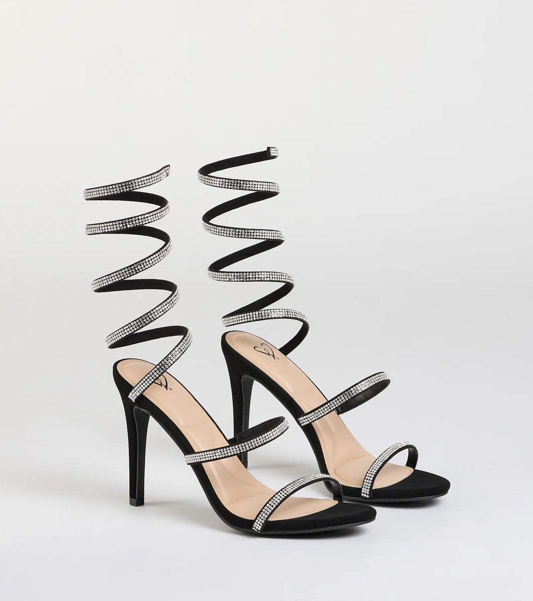 Girly Vibes Rhinestone Spiral Heels & Windsor