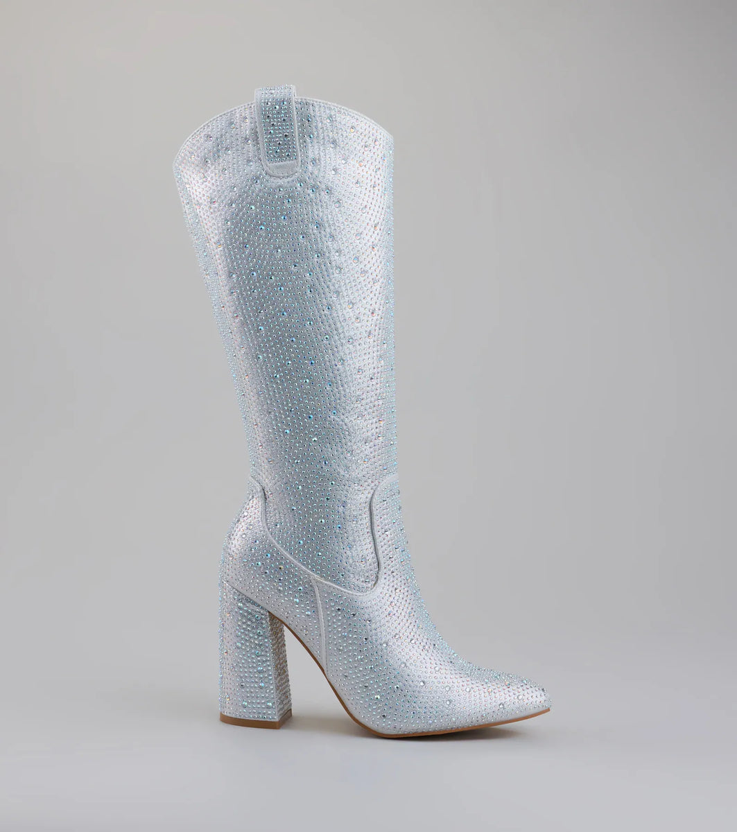 Total Glam Girl Rhinestone Knee-High Boots & Windsor