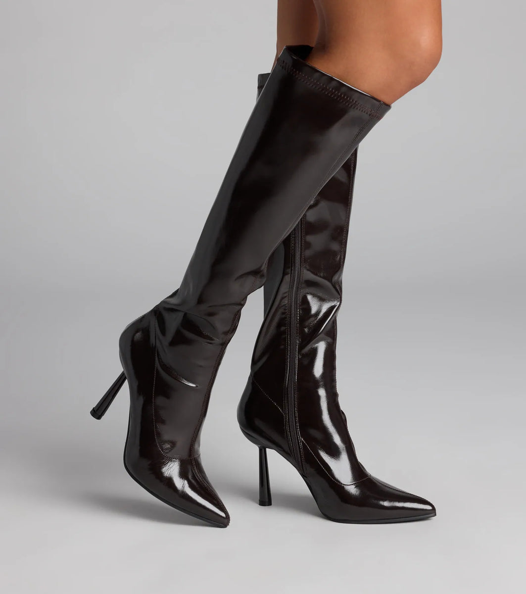 Major Strut Faux Leather Knee-High Stiletto Boots & Windsor