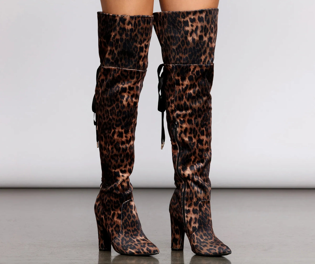 Leopard Print Thigh High Velvet Boots & Windsor