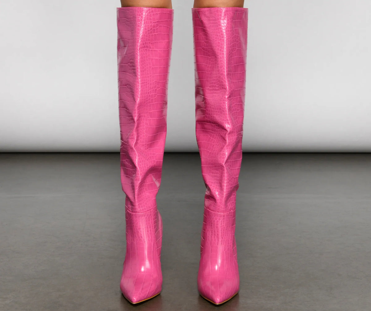 Stylish Gater Knee-High Stiletto Boots & Windsor