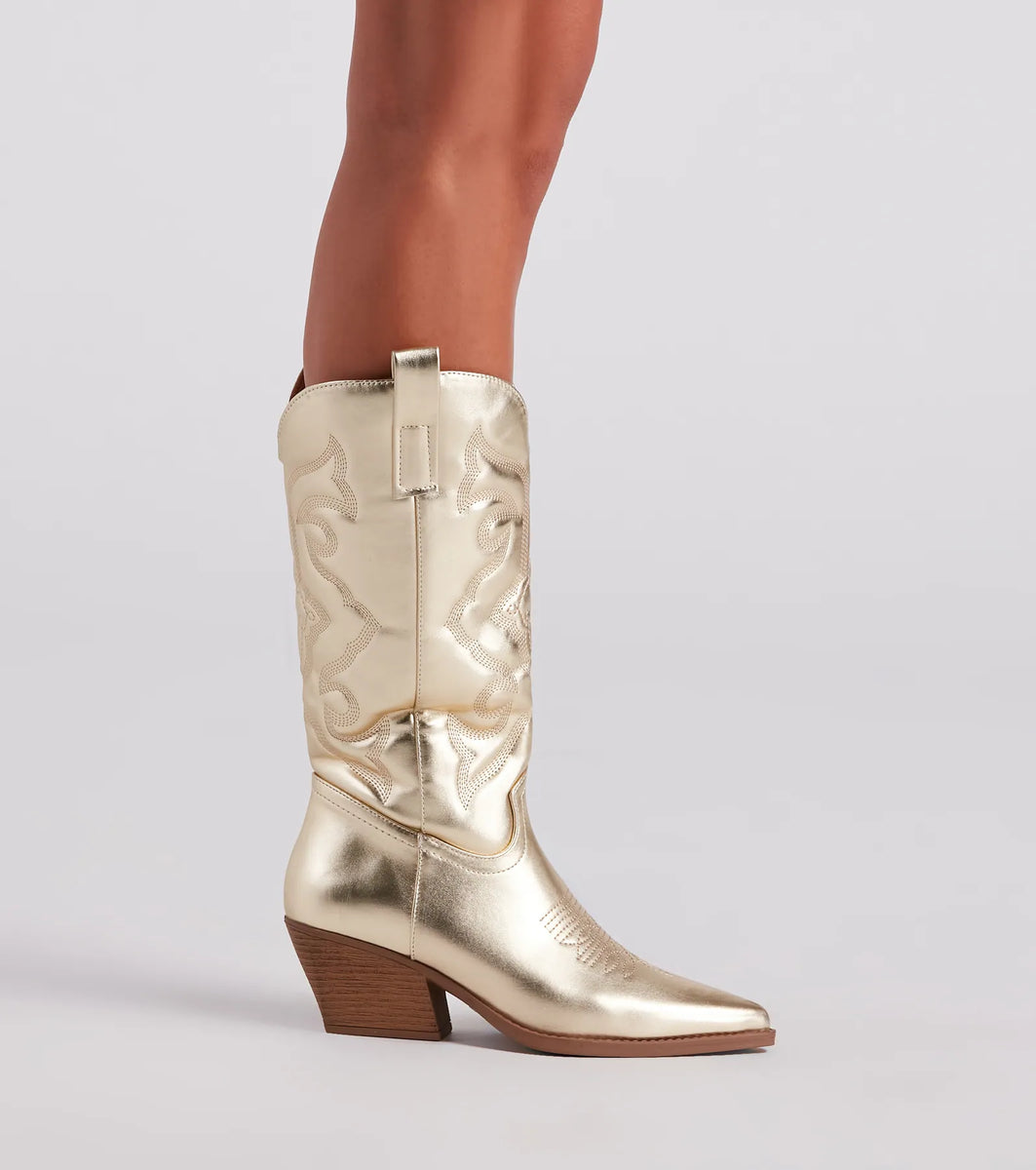 Western Shine Metallic Cowboy Boots & Windsor
