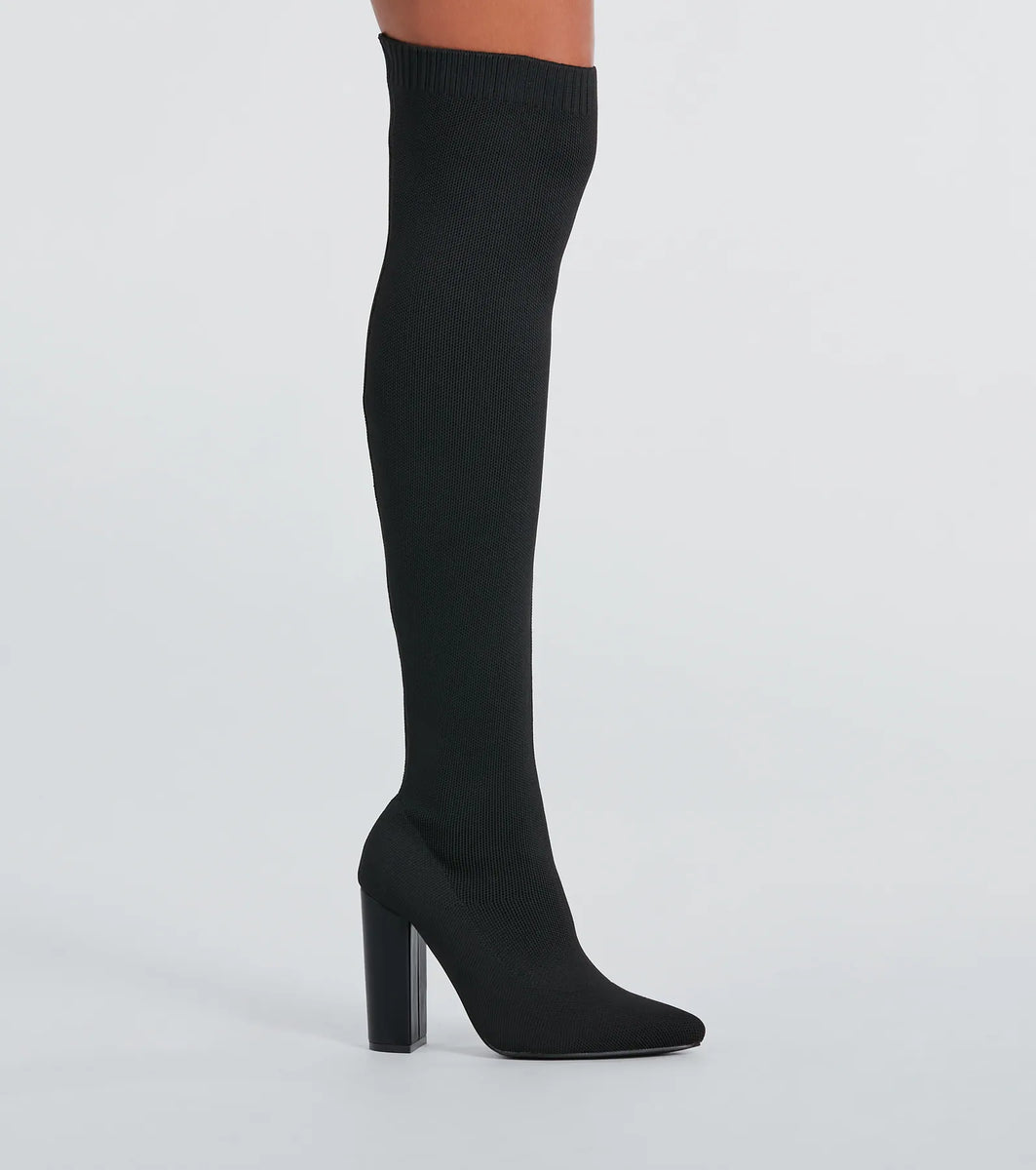 Knit Girl Thigh-High Block Heel Boots & Windsor