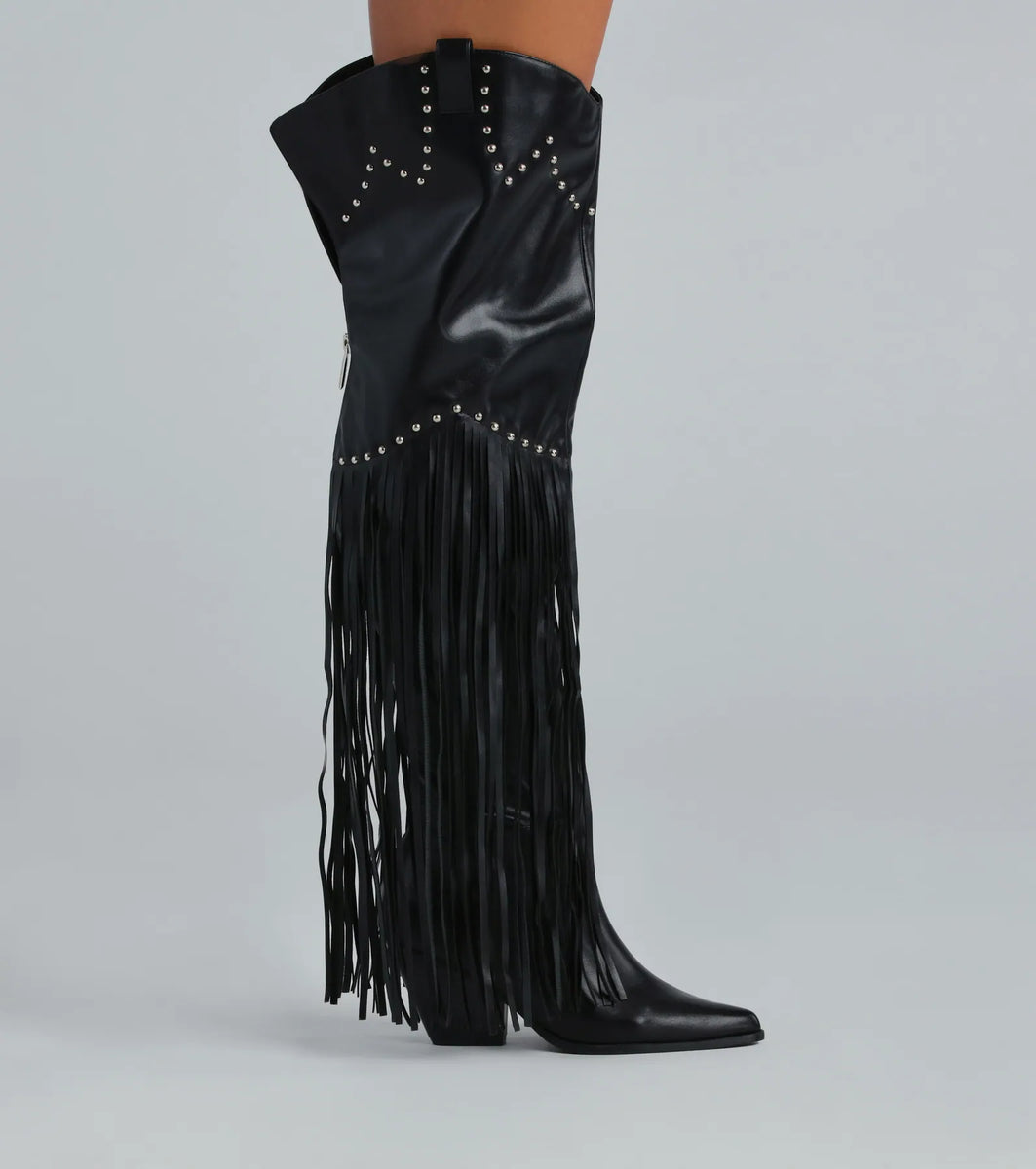 Edgy Country Babe Fringe Western Boots & Windsor