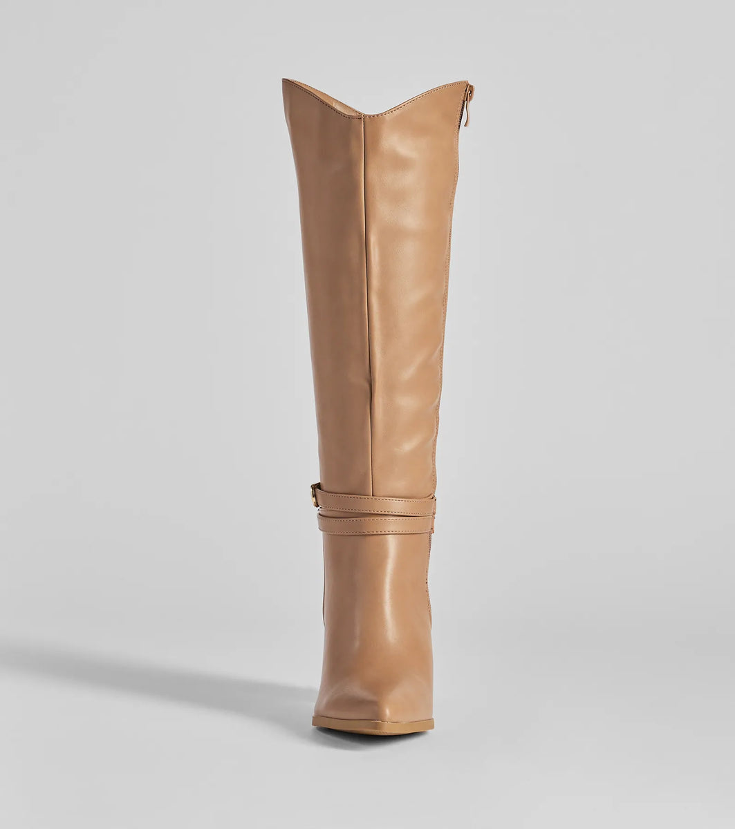 Chic Moves Under-The-Knee Buckle Boots & Windsor