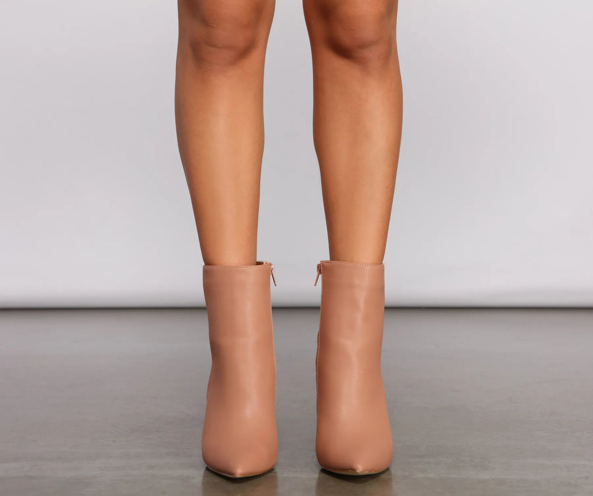 Stacked On Basics Faux Leather Block Heel Booties & Windsor