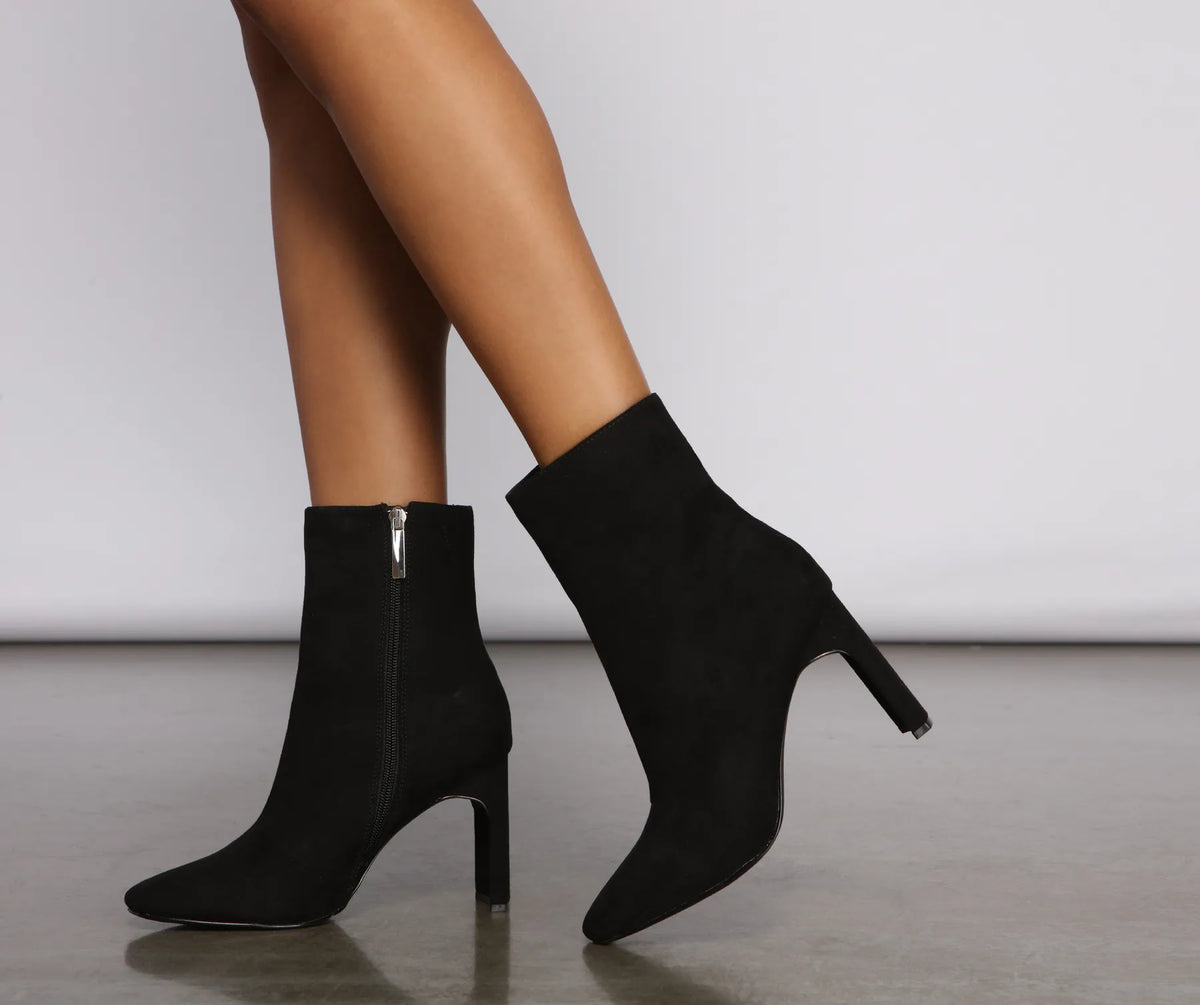 Slay In Basics Faux Suede Block Heel Booties & Windsor