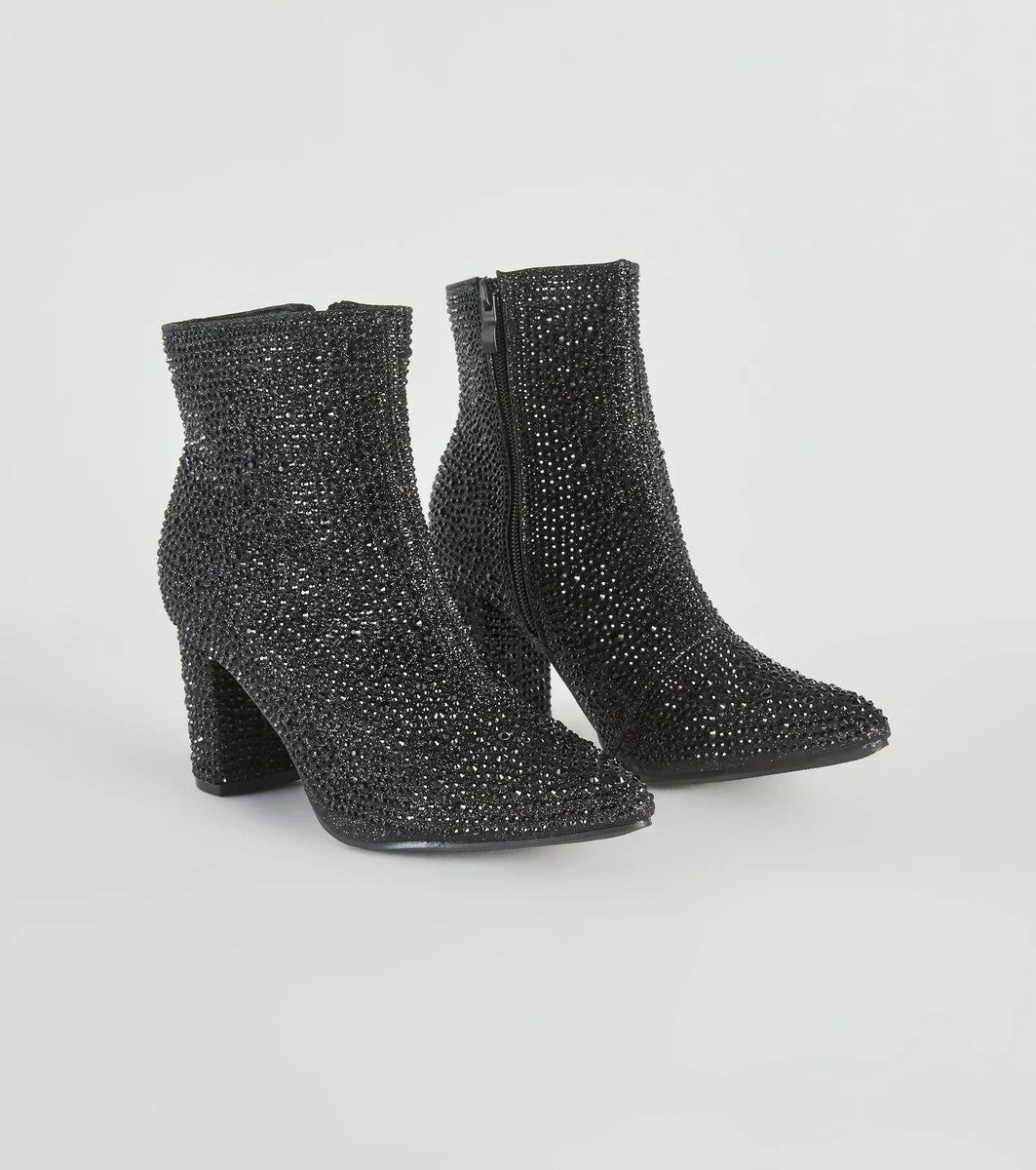 Glamorous Era Iridescent Rhinestone Booties & Windsor