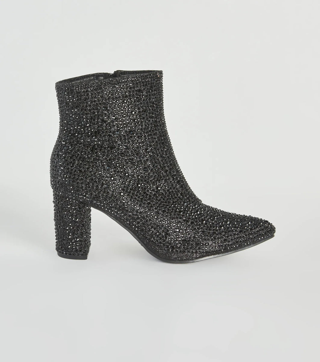Glamorous Era Iridescent Rhinestone Booties & Windsor