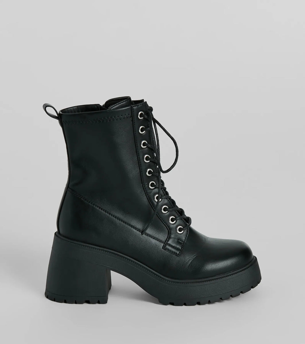 Tough Girl Chic Platform Combat Lug Booties & Windsor