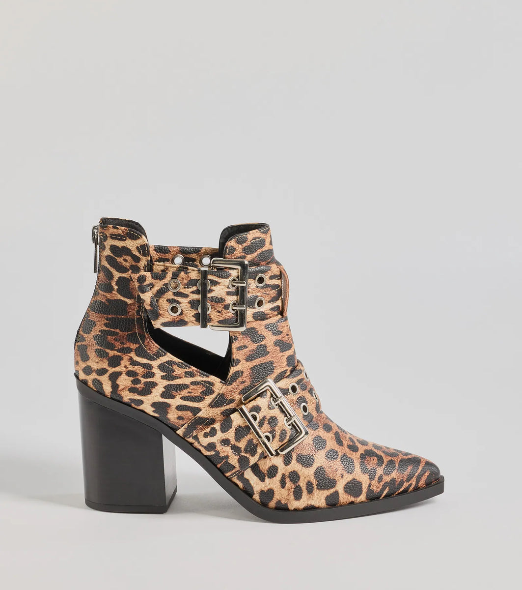 Edgy Stride Buckle Strap Ankle Booties & Windsor