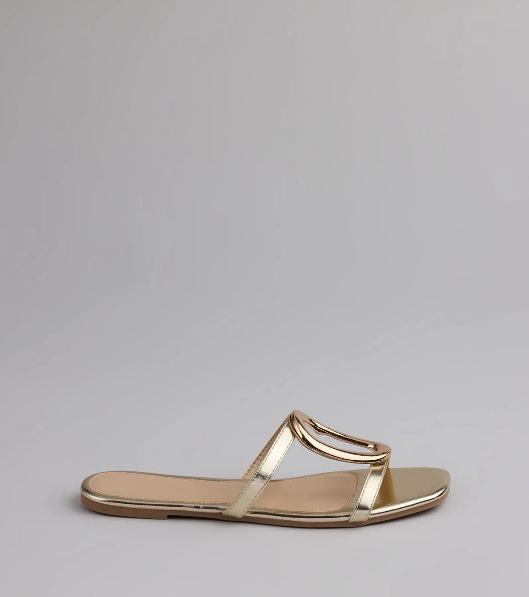 Chic And Sleek Square Strappy Flat Sandals & Windsor