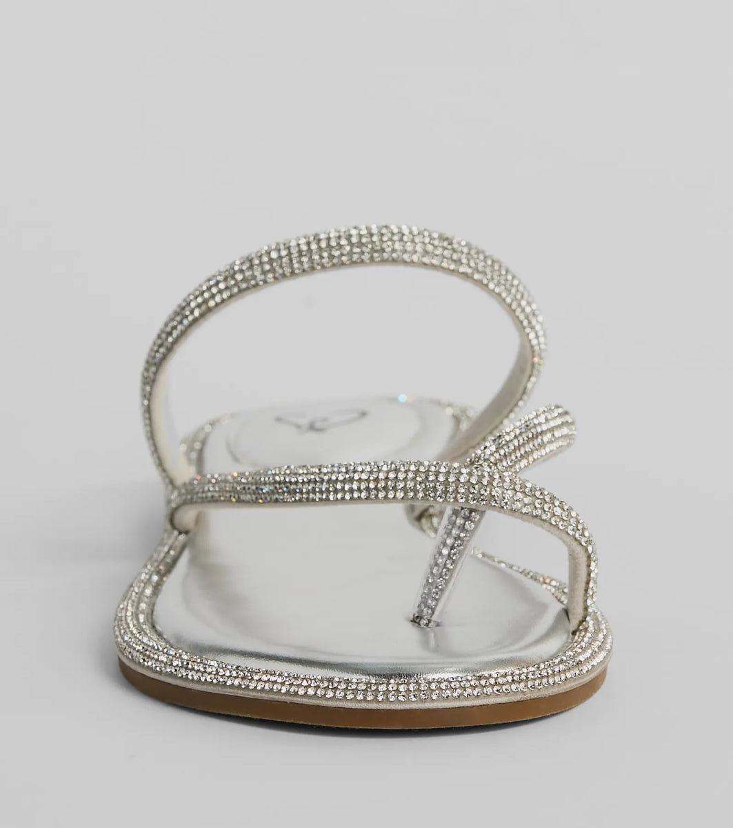 Bling It On Strappy Rhinestone Flat Sandals & Windsor