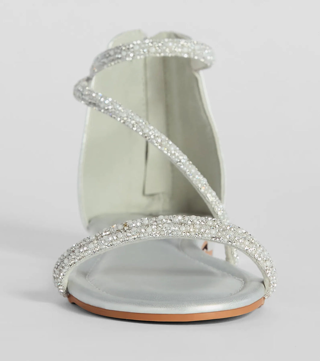 Sparkle And Shine Rhinestone Metallic Flat Sandals & Windsor