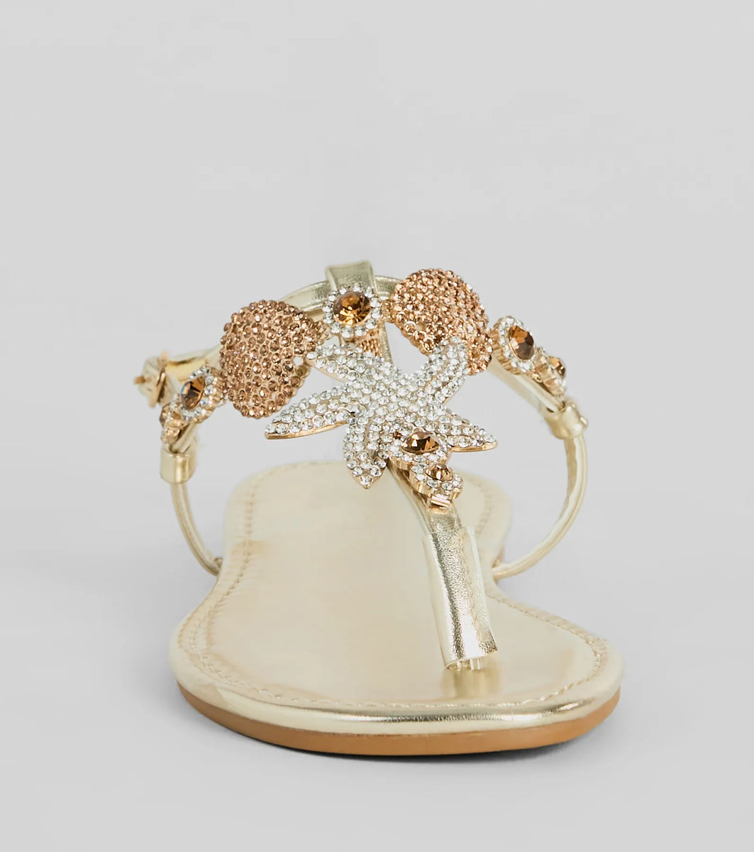 Sea Me Now Rhinestone Starfish Flat Sandals & Windsor