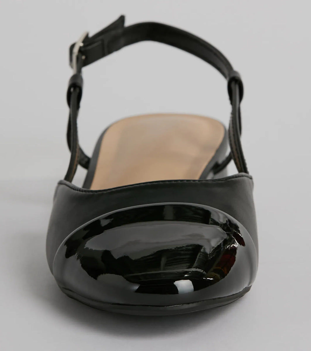 New Expression Square Toe Slingback Patent Flats & Windsor