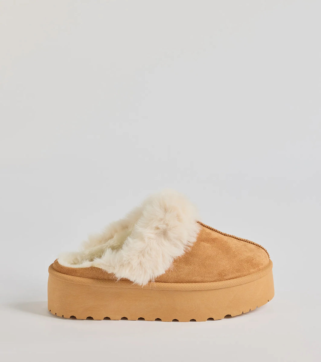 Cozy Mode Faux Fur Lined Platform Slippers & Windsor