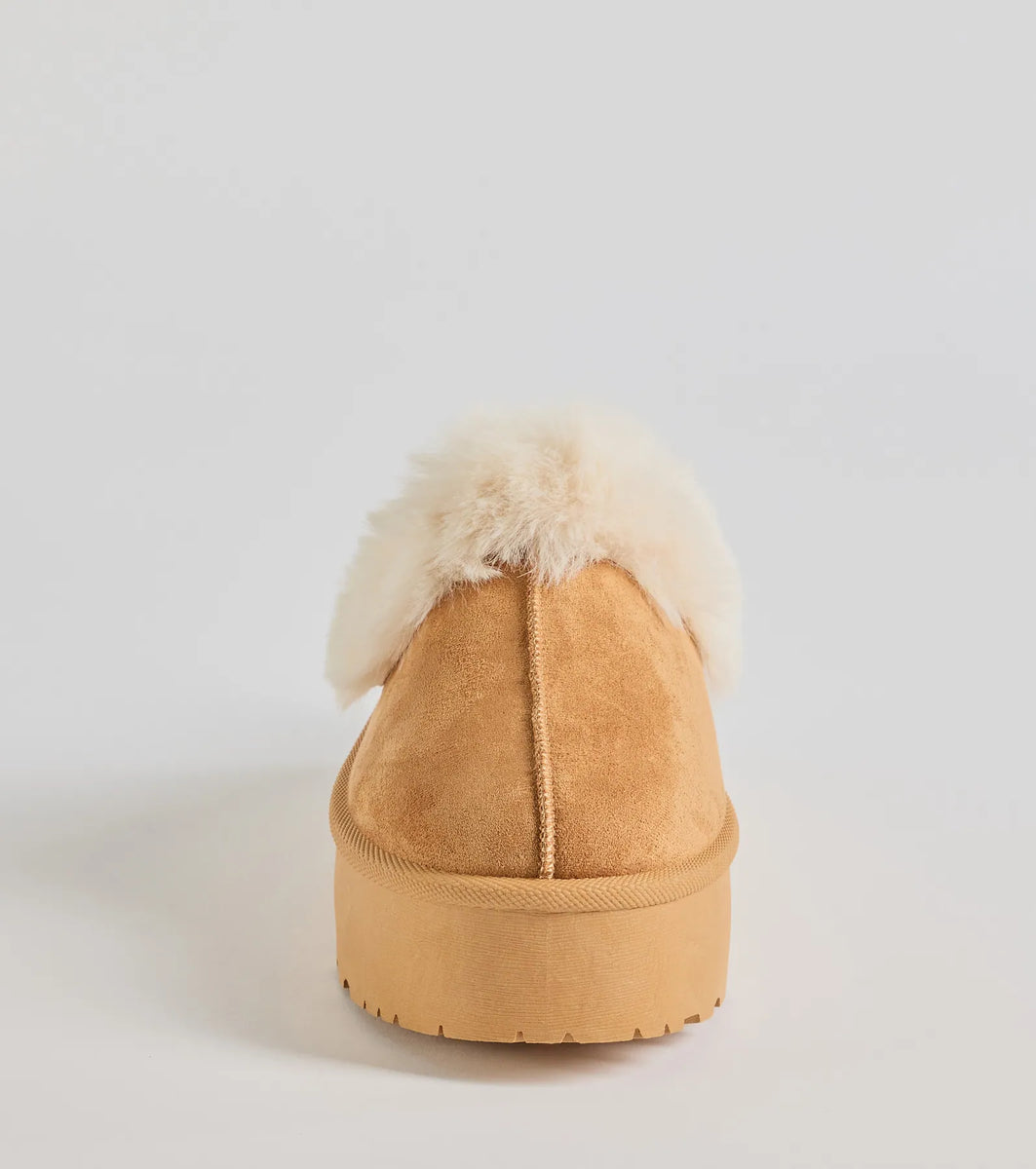 Cozy Mode Faux Fur Lined Platform Slippers & Windsor