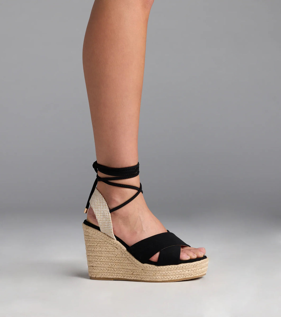 Weekend Date Lace-Up Espadrille Wedges & Windsor