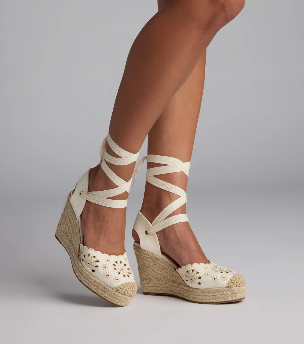 Walk In The Park Eyelet Lace-Up Espadrille Wedges & Windsor