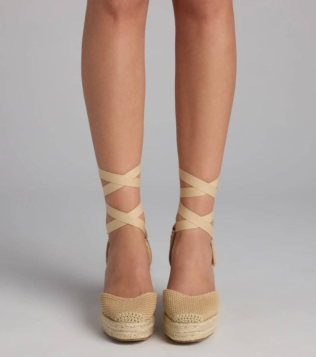 Weekend Getaway Lace-Up Espadrille Wedges & Windsor