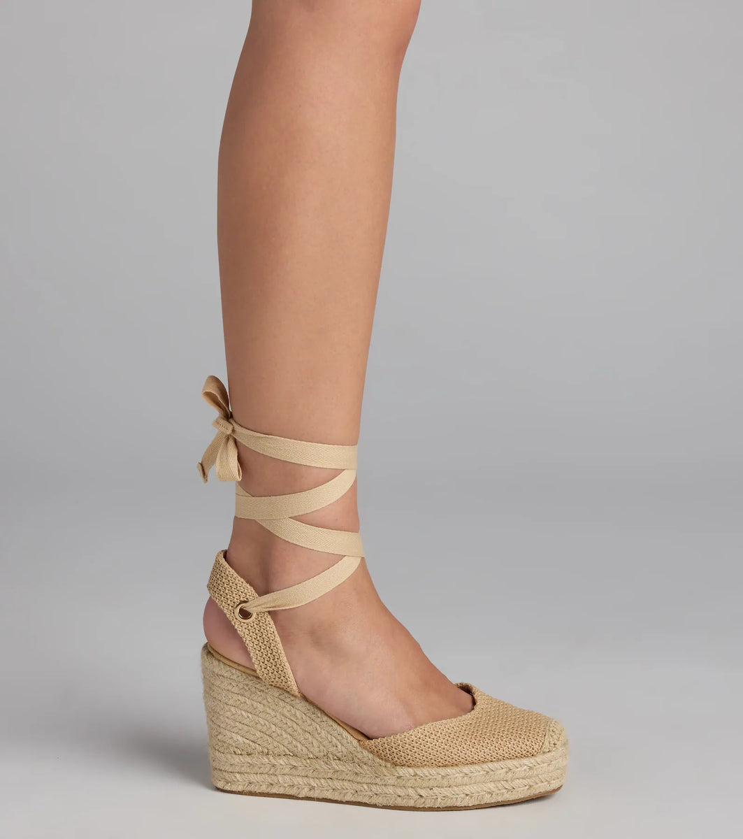 Weekend Getaway Lace-Up Espadrille Wedges & Windsor