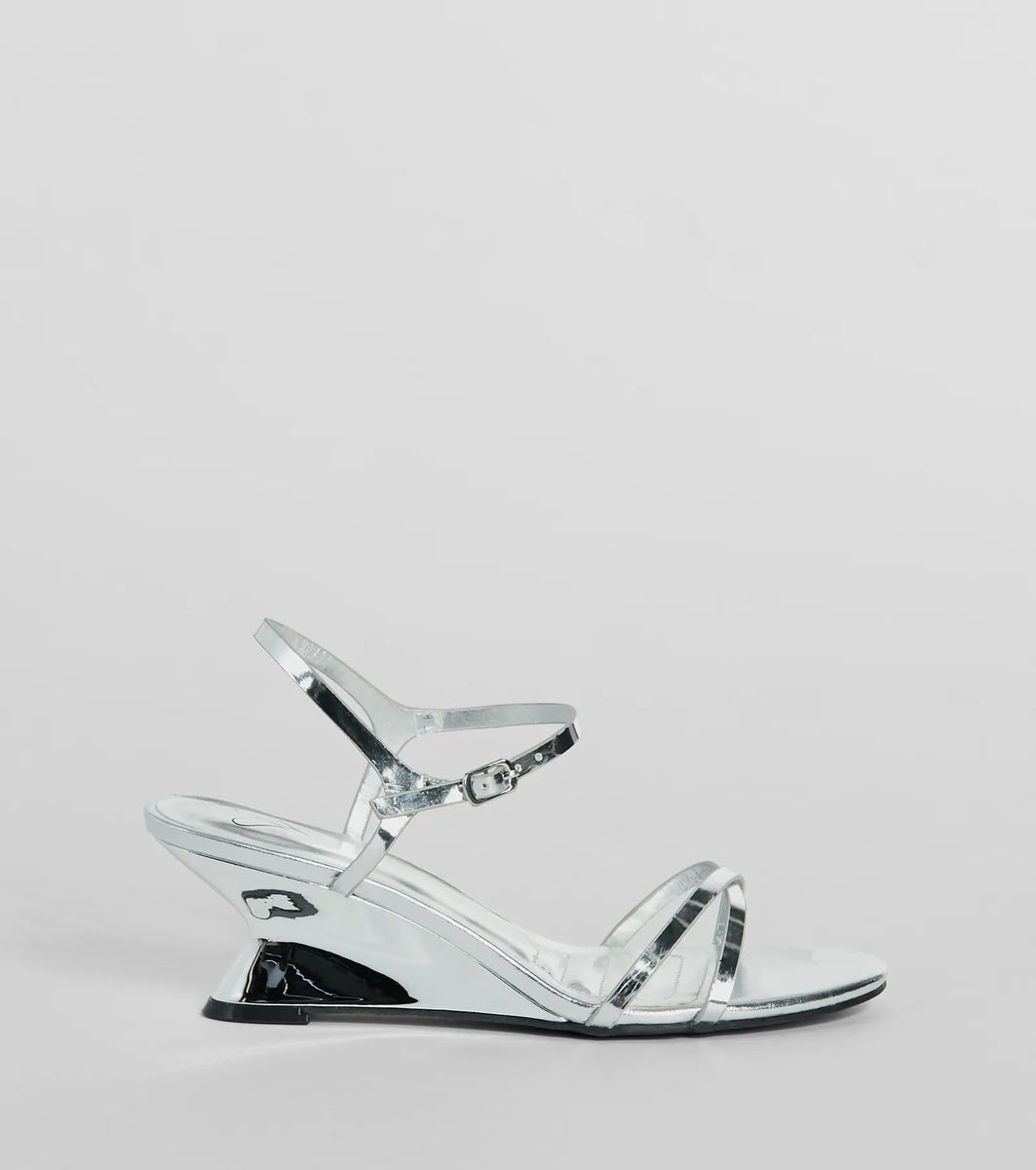Forever Fab Reflective Chrome Wedge Heels & Windsor