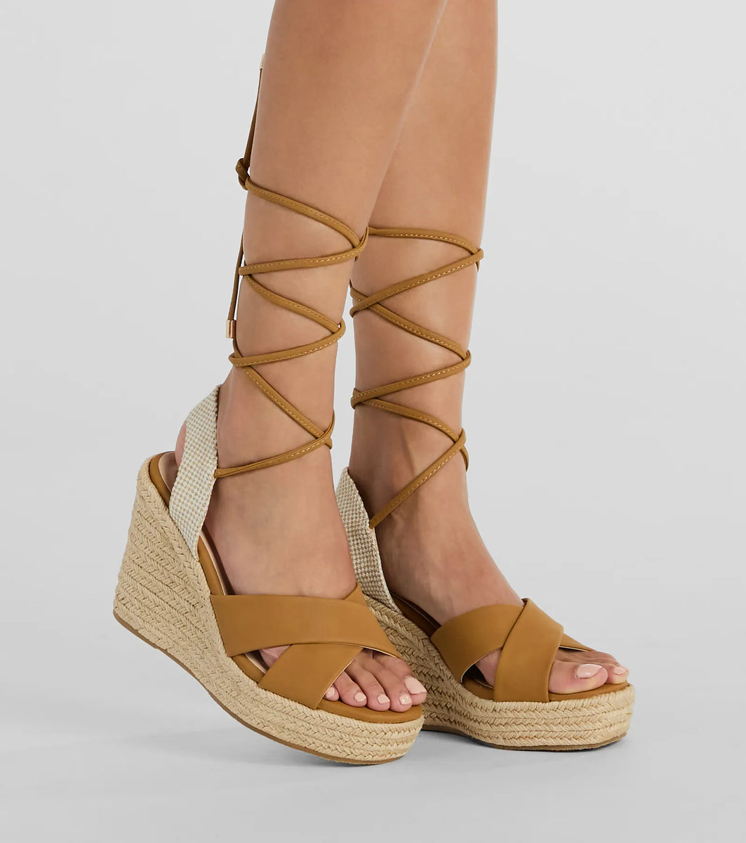 Open Toe Season Lace-Up Espadrille Wedges & Windsor
