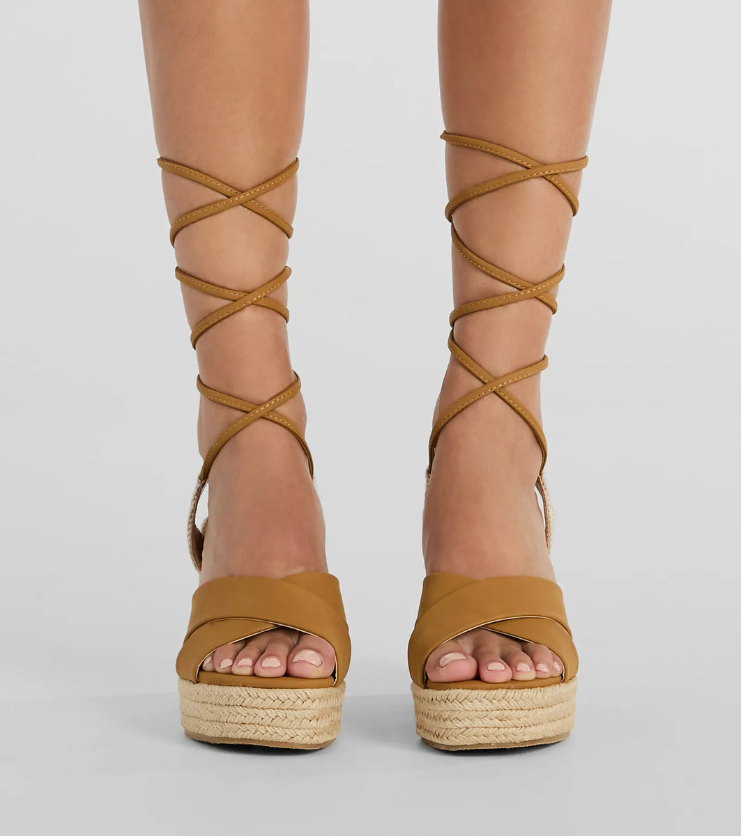 Open Toe Season Lace-Up Espadrille Wedges & Windsor