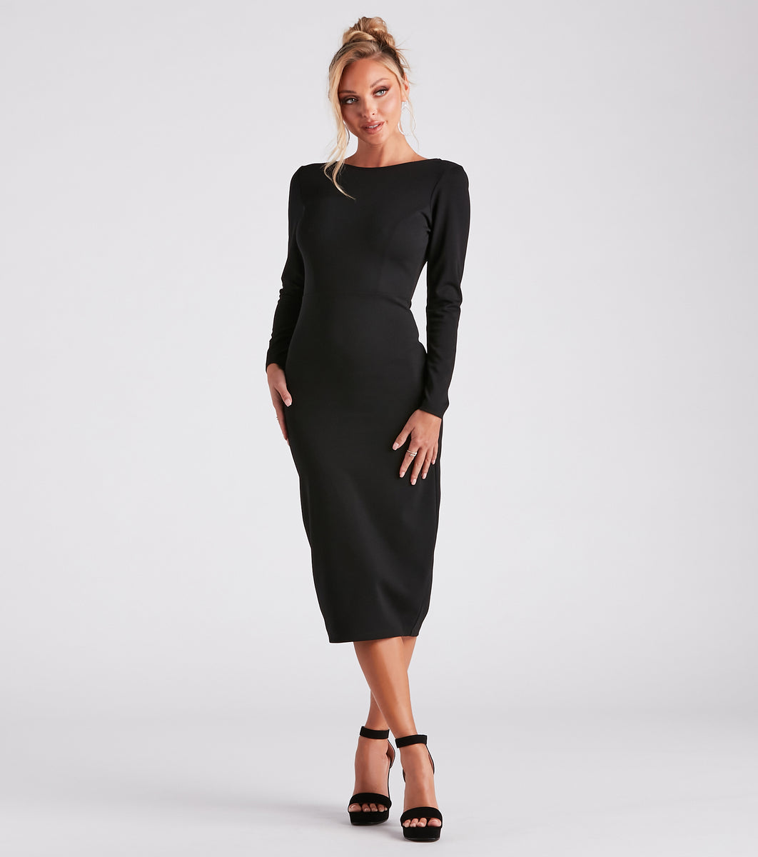 Melanie Backless Formal Midi Dress & Windsor