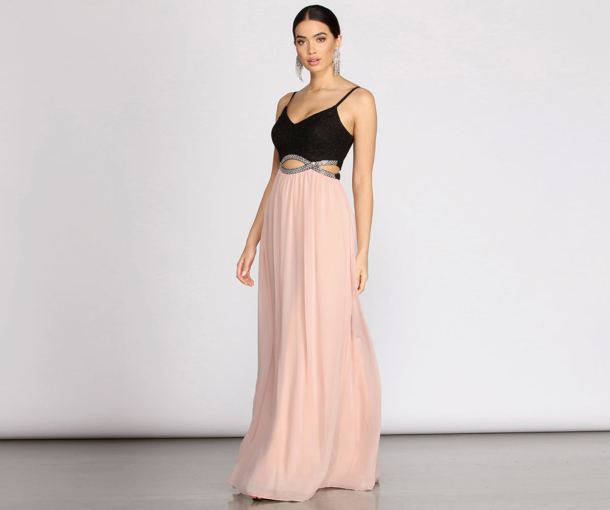Tabia Rhinestone Infinity Trim A-Line Dress & Windsor