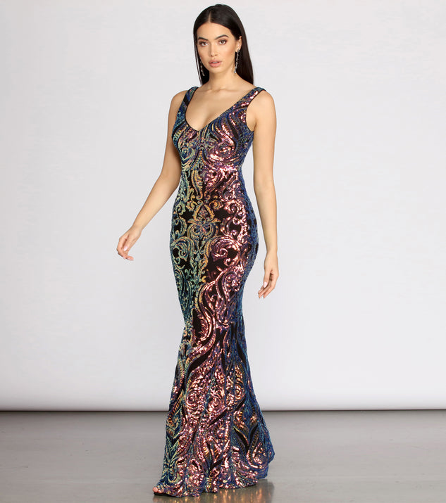 Heloise Scroll Sequin Mermaid Dress & Windsor