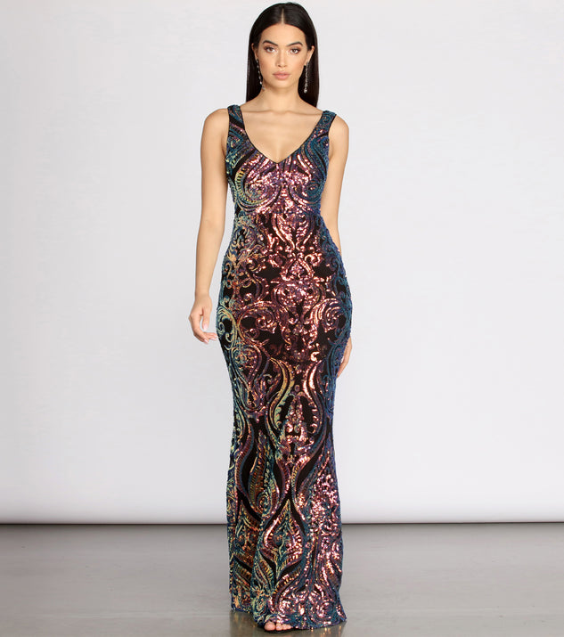 Heloise Scroll Sequin Mermaid Dress & Windsor