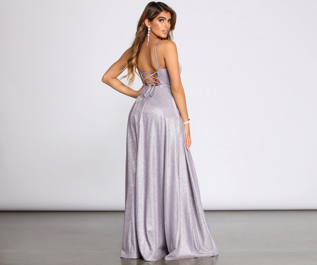 Kerry Glitter Lace Up Back A Line Dress & Windsor