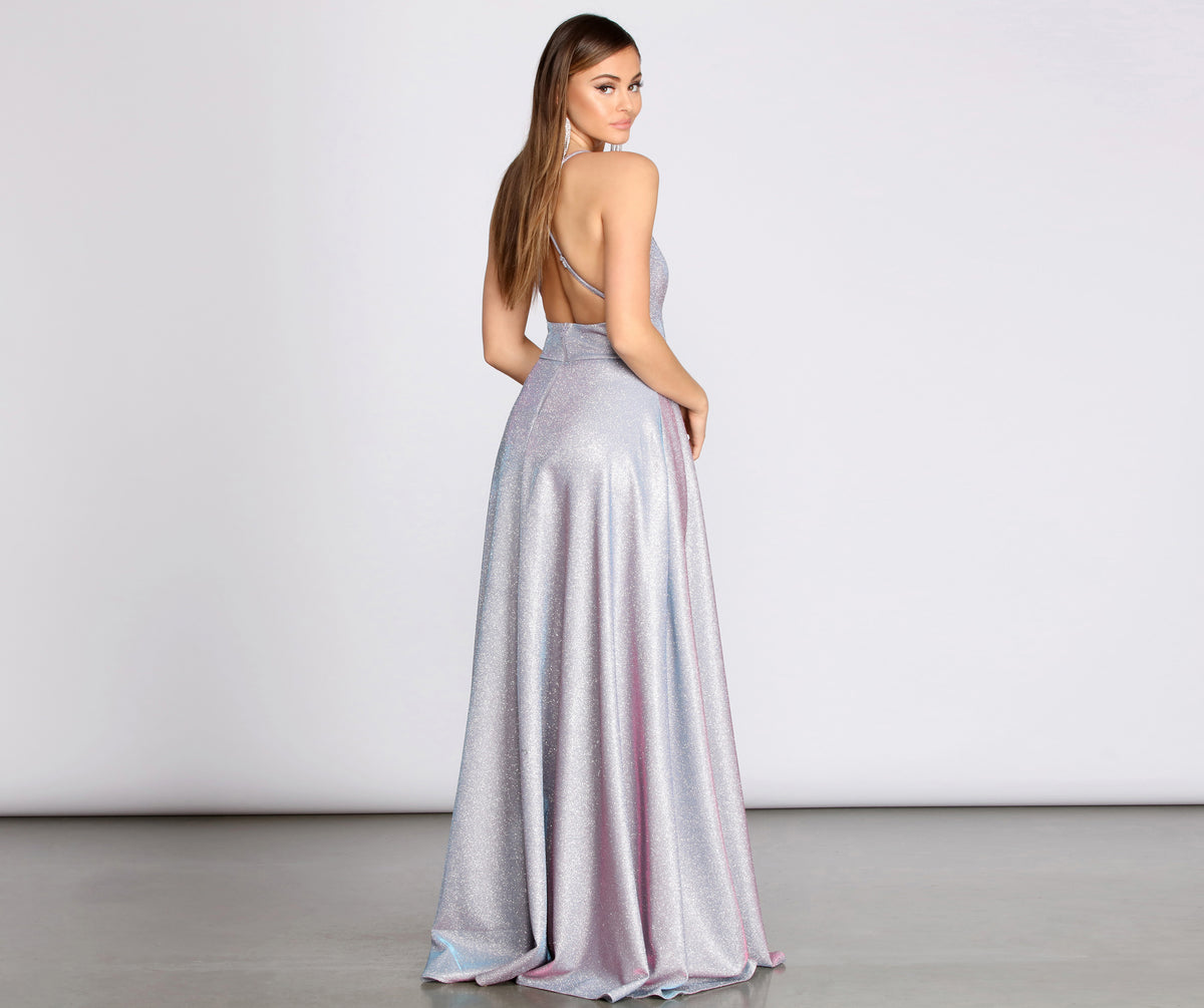 Stefanie Glitter Shine Cross Back A-Line Dress & Windsor