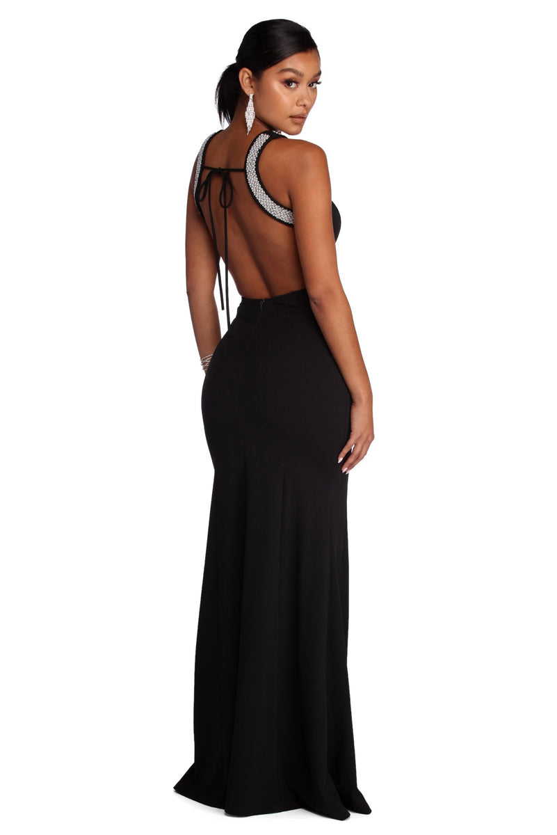 Jocelyn Formal Open Back Pearl Dress & Windsor
