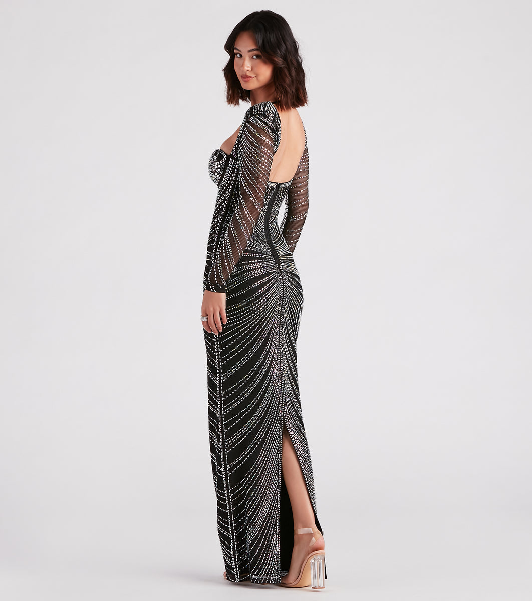 Raelynn Formal Rhinestone Bustier Long Dress & Windsor