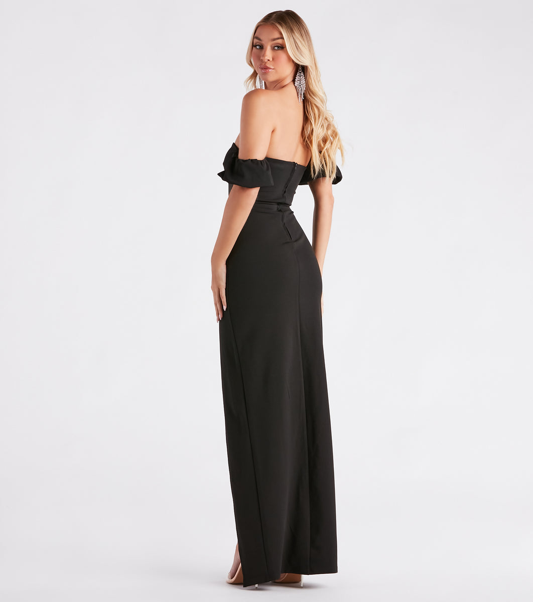 Glinda Formal Crepe Off The Shoulder Dress & Windsor