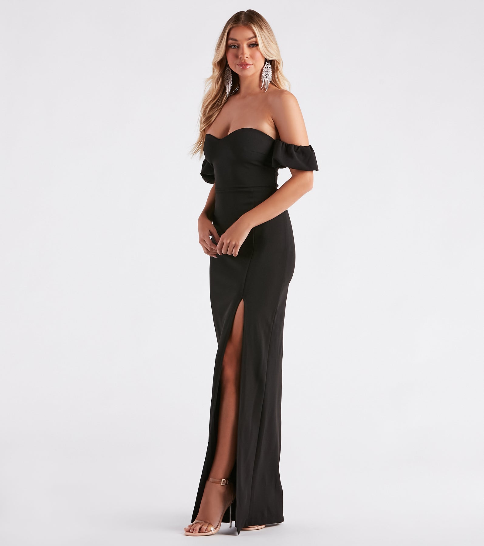 Glinda Formal Crepe Off The Shoulder Dress & Windsor