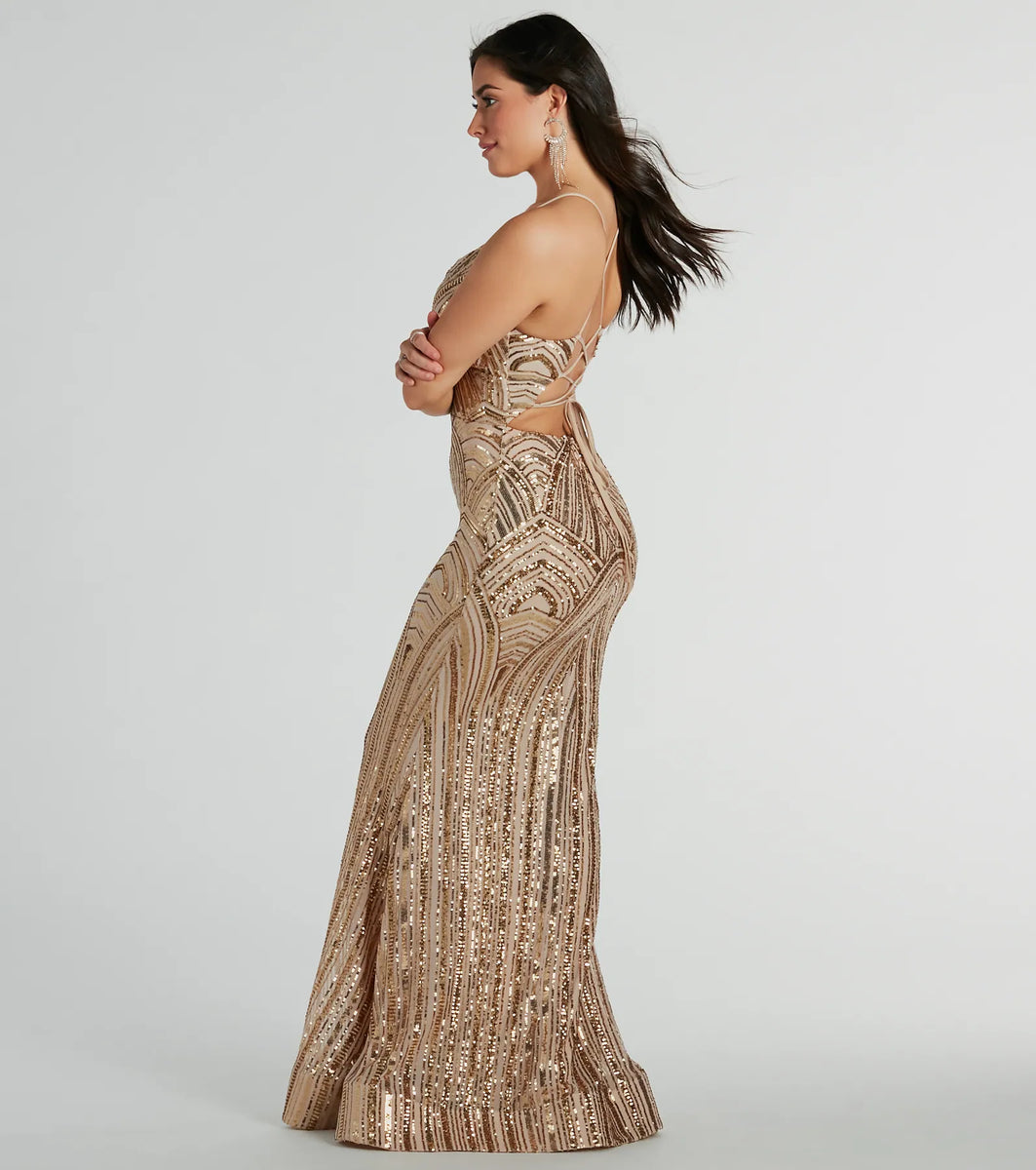Francesca Lace-Up Mermaid Sequin Formal Dress & Windsor