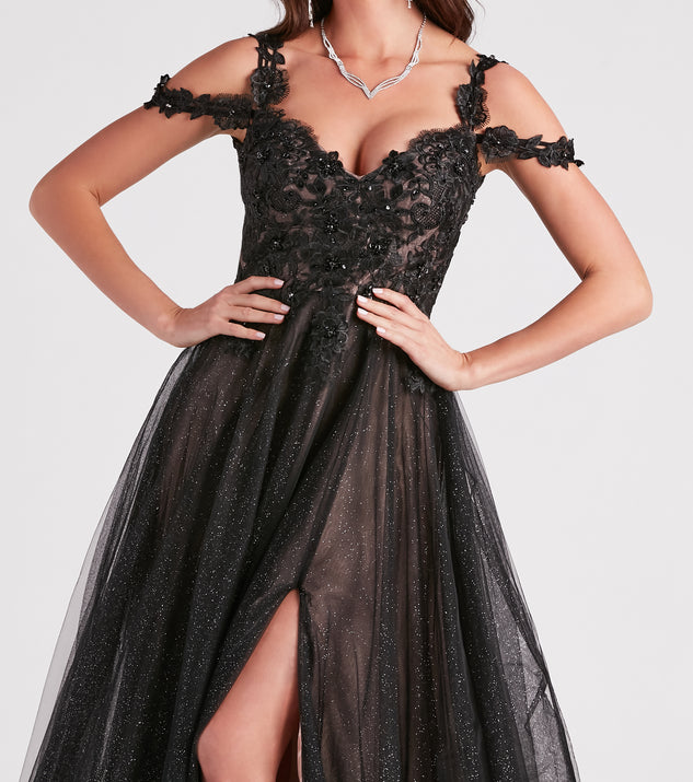 Adele Lace Glitter Cold Shoulder Ball Gown & Windsor