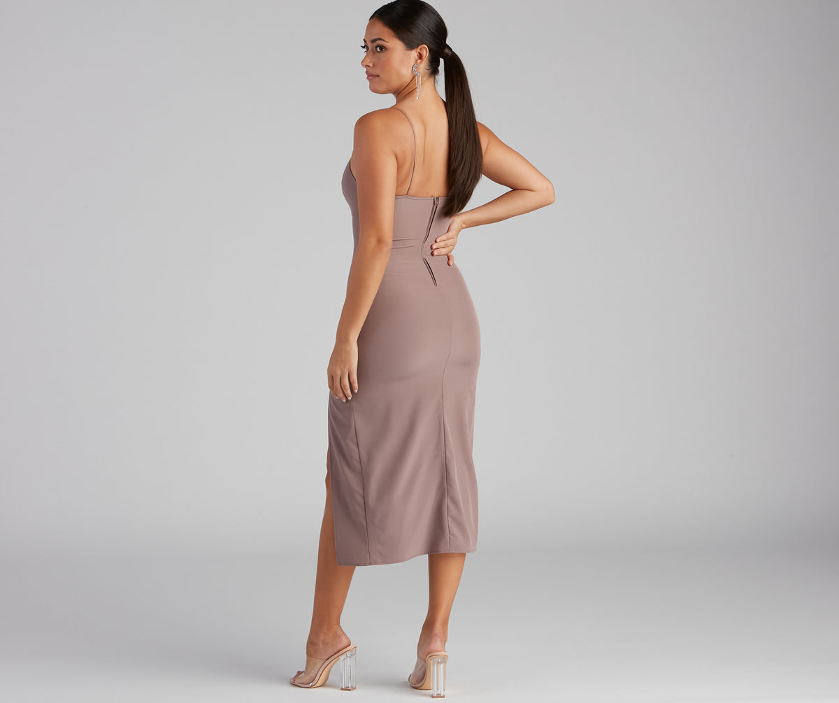 Effortlessly Chic High Slit Slip Dress & Windsor